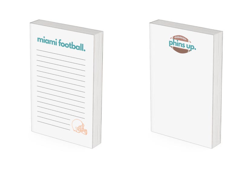 Miami Dolphins Inspired Football Notepad: Sports Memo Pad - Etsy