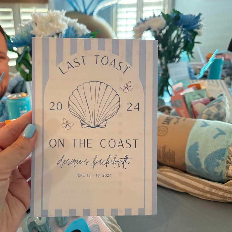 Bachelorette Itinerary, Last Toast on the Coast, Blue Themed Itinerary ...
