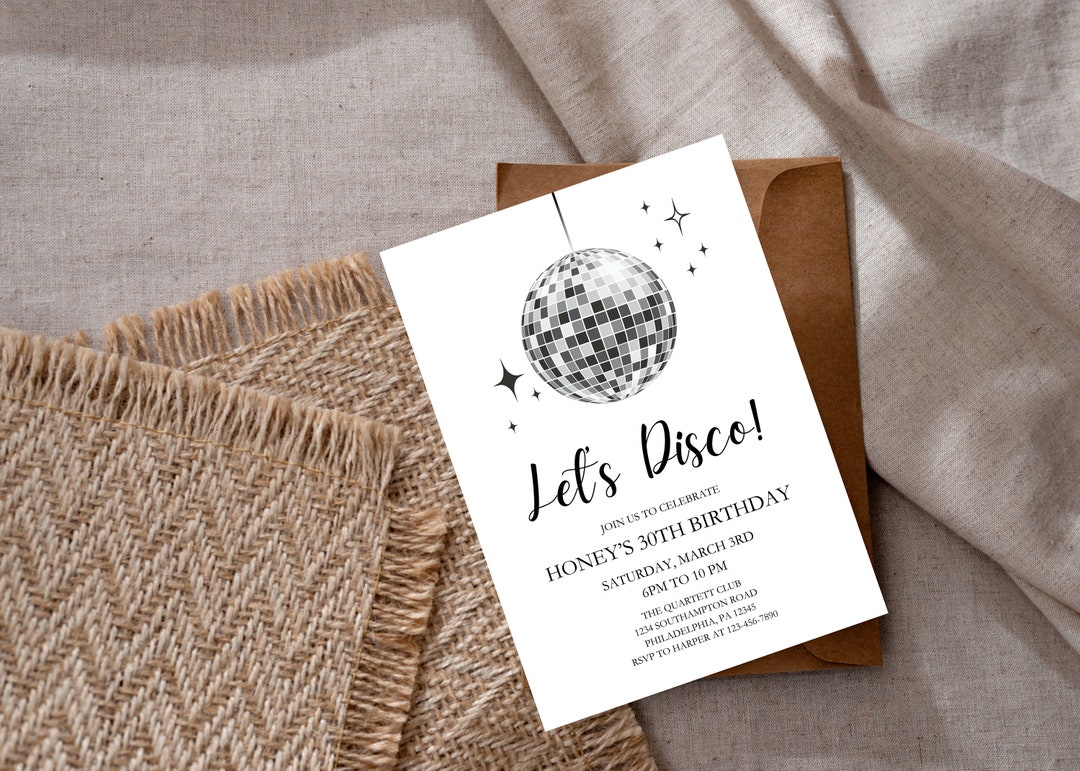 Printable Disco Birthday Invitation Disco Party Invite Fun and Funky ...