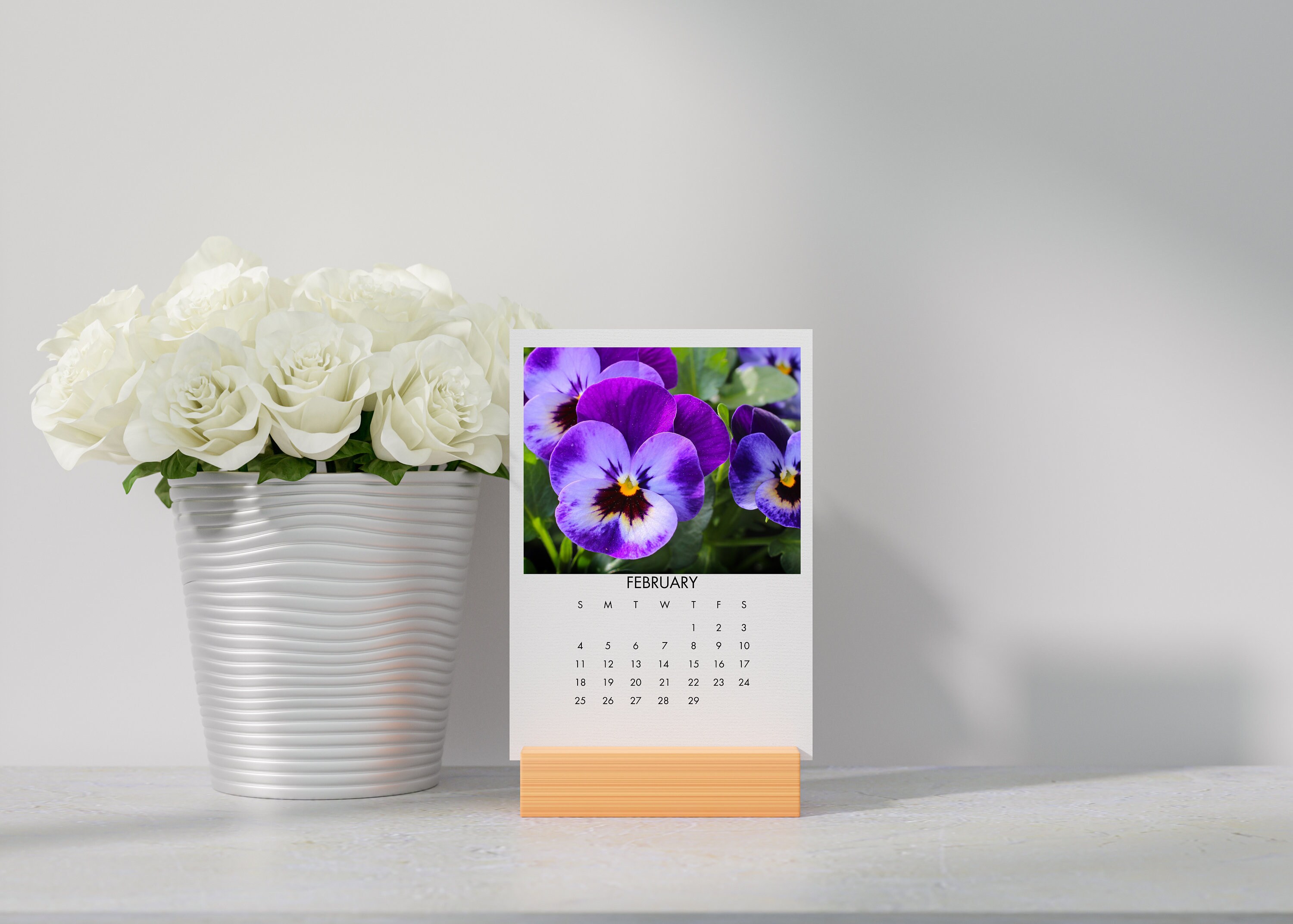 2024 Flower Calendar With Wood Stand Easel Calendar Desk Calendar ...