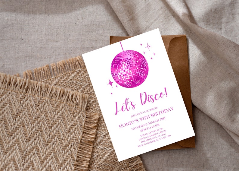 Printable Disco Birthday Invitation Disco Party Invite Fun and Funky ...