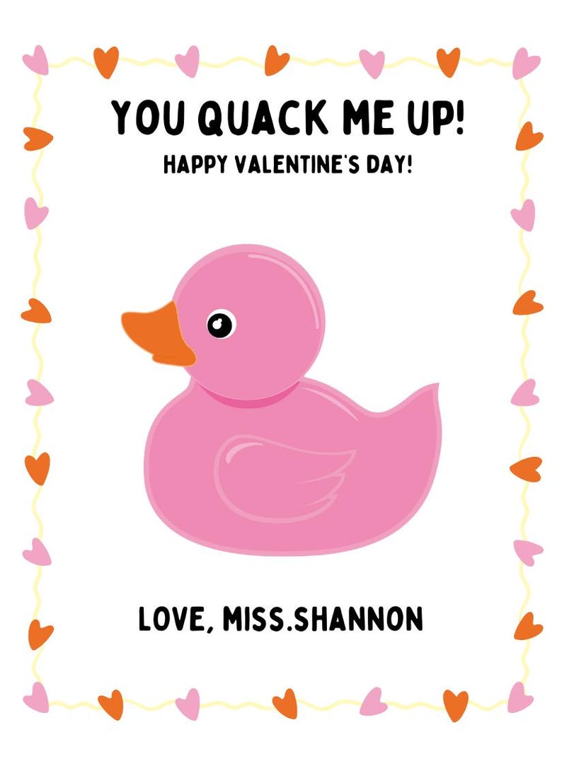 Duck Valentine Cards • School Classroom Exchange (digital) - Etsy