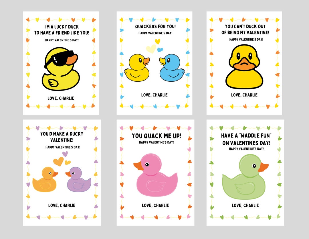 Duck Valentine Cards • School Classroom Exchange (digital) - Etsy