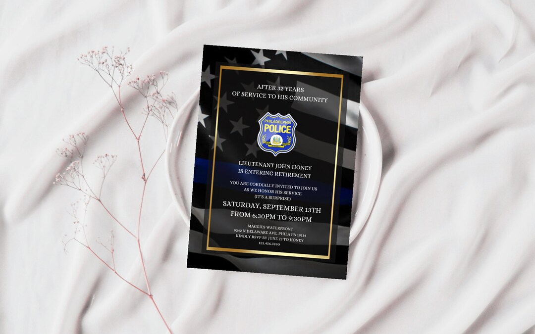 Police Officer Retirement, Police Retirement Invitation, Police ...