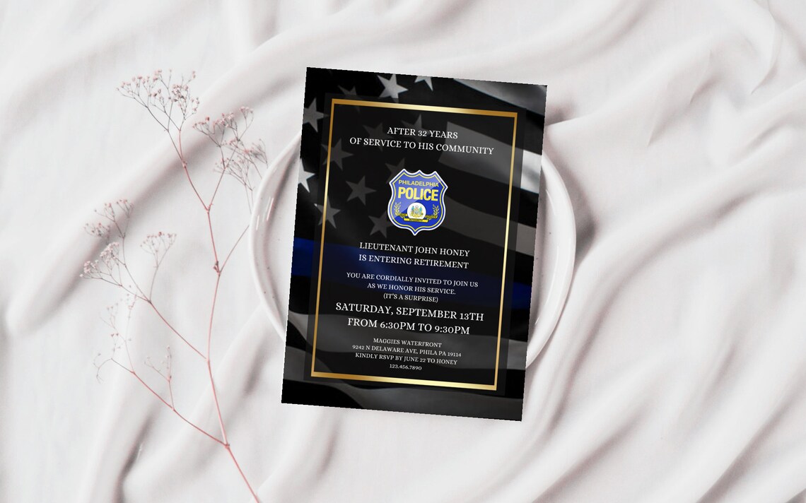 Police Officer Retirement, Police Retirement Invitation, Police ...