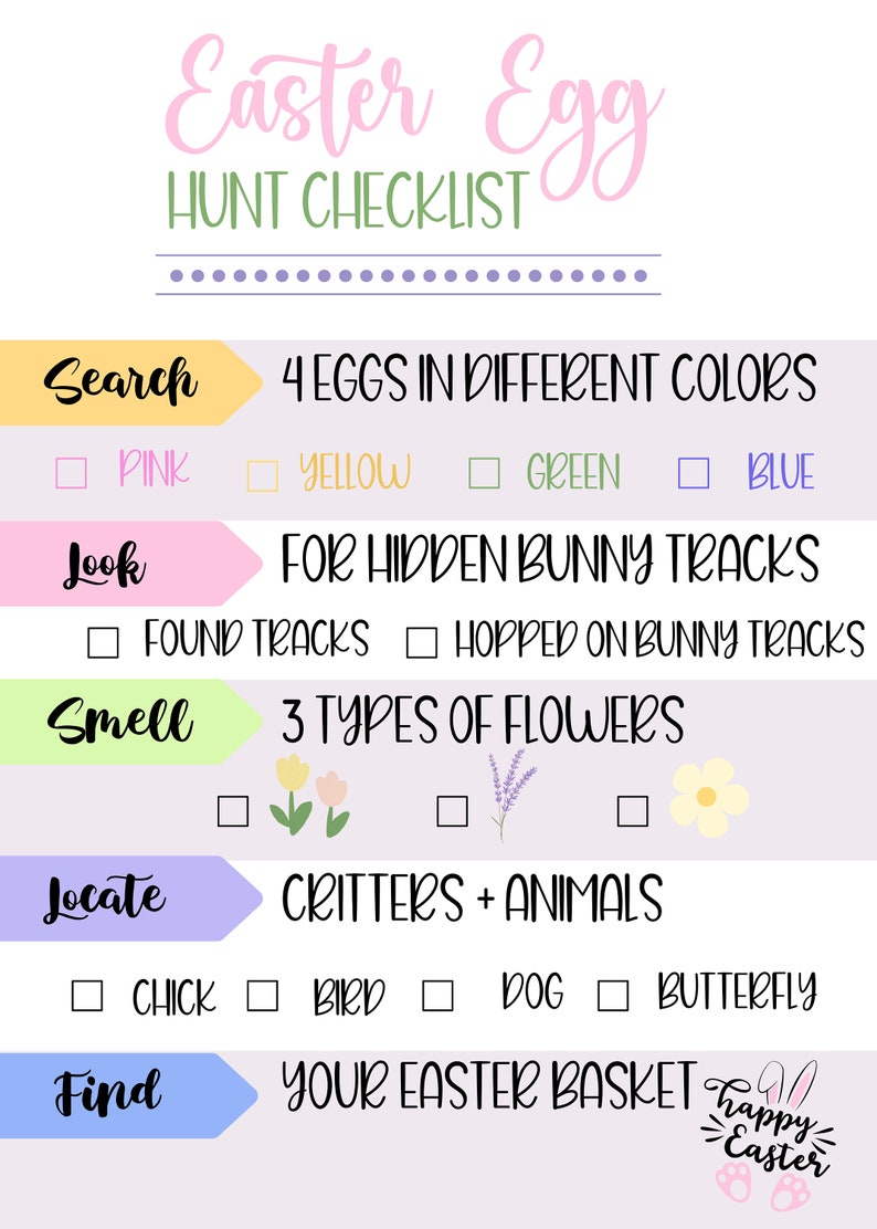 Easter Egg Hunt Checklist Printable Easter Hunt Planner Kids Easter ...