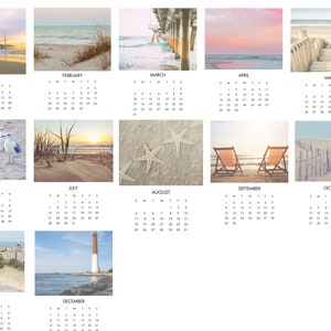 2024 Beach Desk Calendar With Wood Stand Easel Calendar Desk Calendar ...
