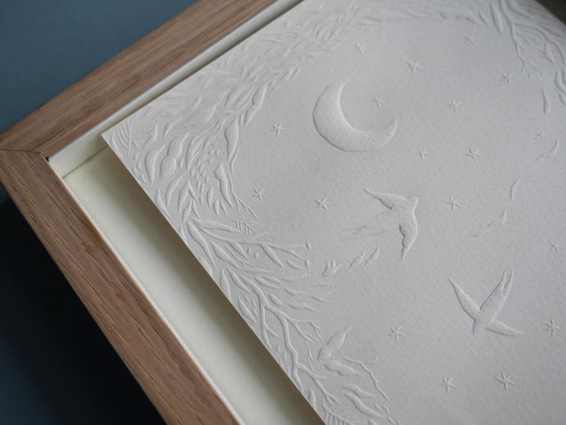 Where the Nightingale Sings | Blind Embossed Lino Print | Fine Art Wall ...