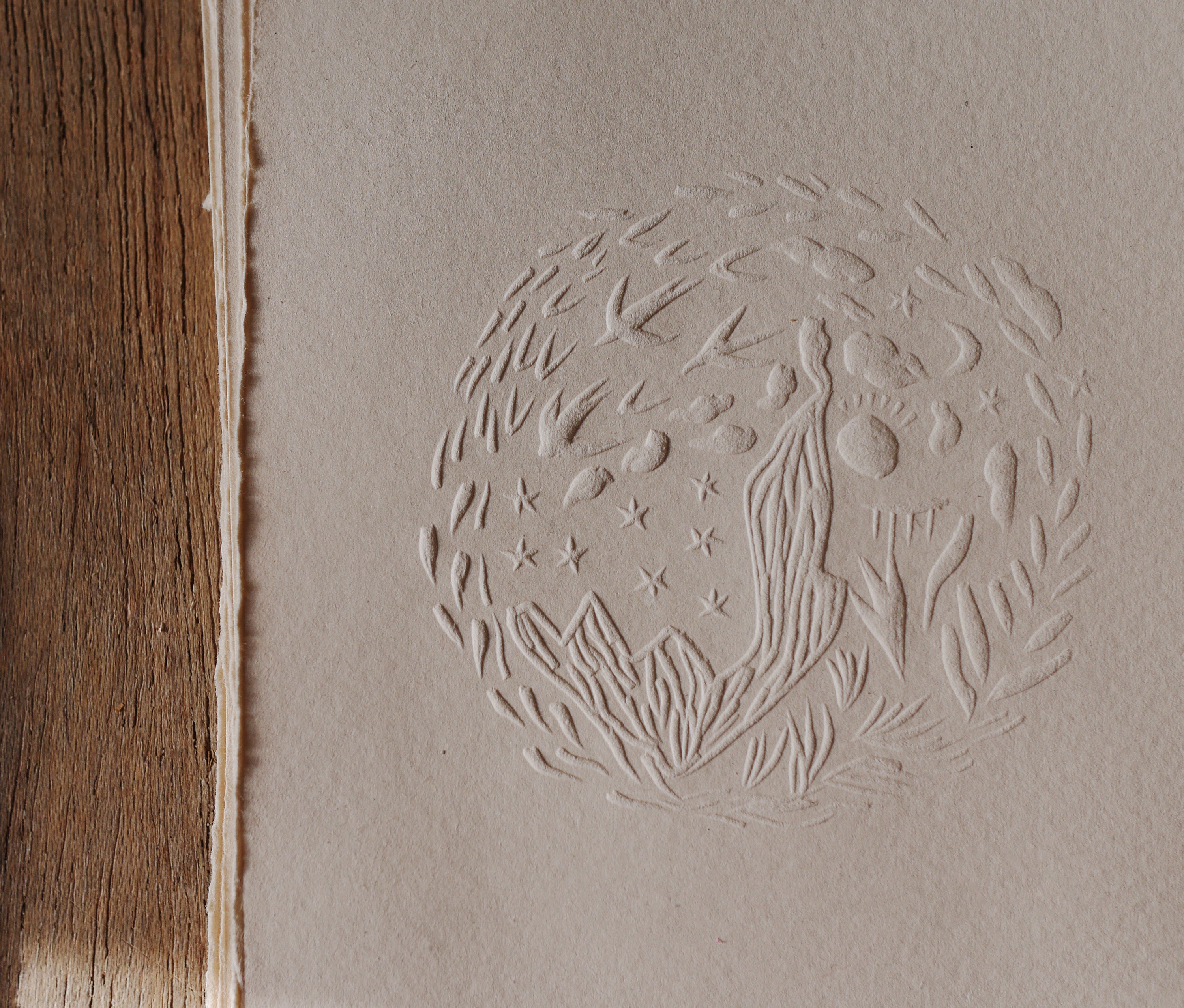 Sweet Dreams | Embossed Minimalist Print | Original Linocut Fine Art ...