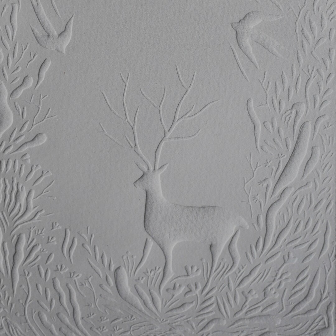 Through the Wardrobe | Embossed Minimalist Print | Original Linocut ...