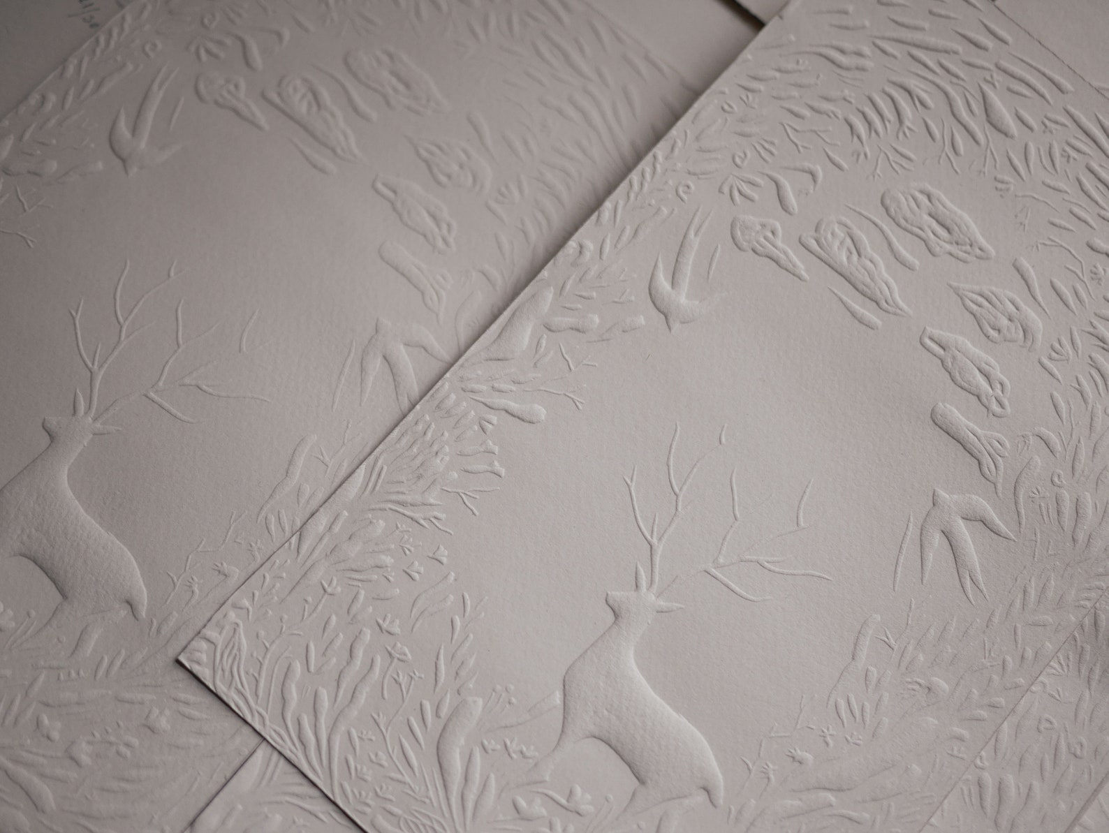 Through the Wardrobe | Embossed Minimalist Print | Original Linocut ...