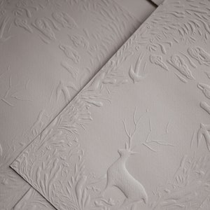Through the Wardrobe | Embossed Minimalist Print | Original Linocut ...