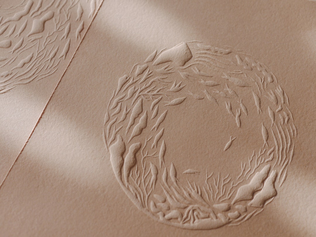 Rock Pool Embossed Minimalist Print Inspired by the Sea Original ...