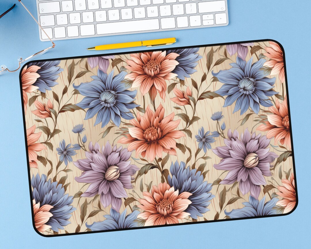 Pastel Desk Mat, Cottagecore Pastel Floral Desk Mat, Large Desk Mat ...