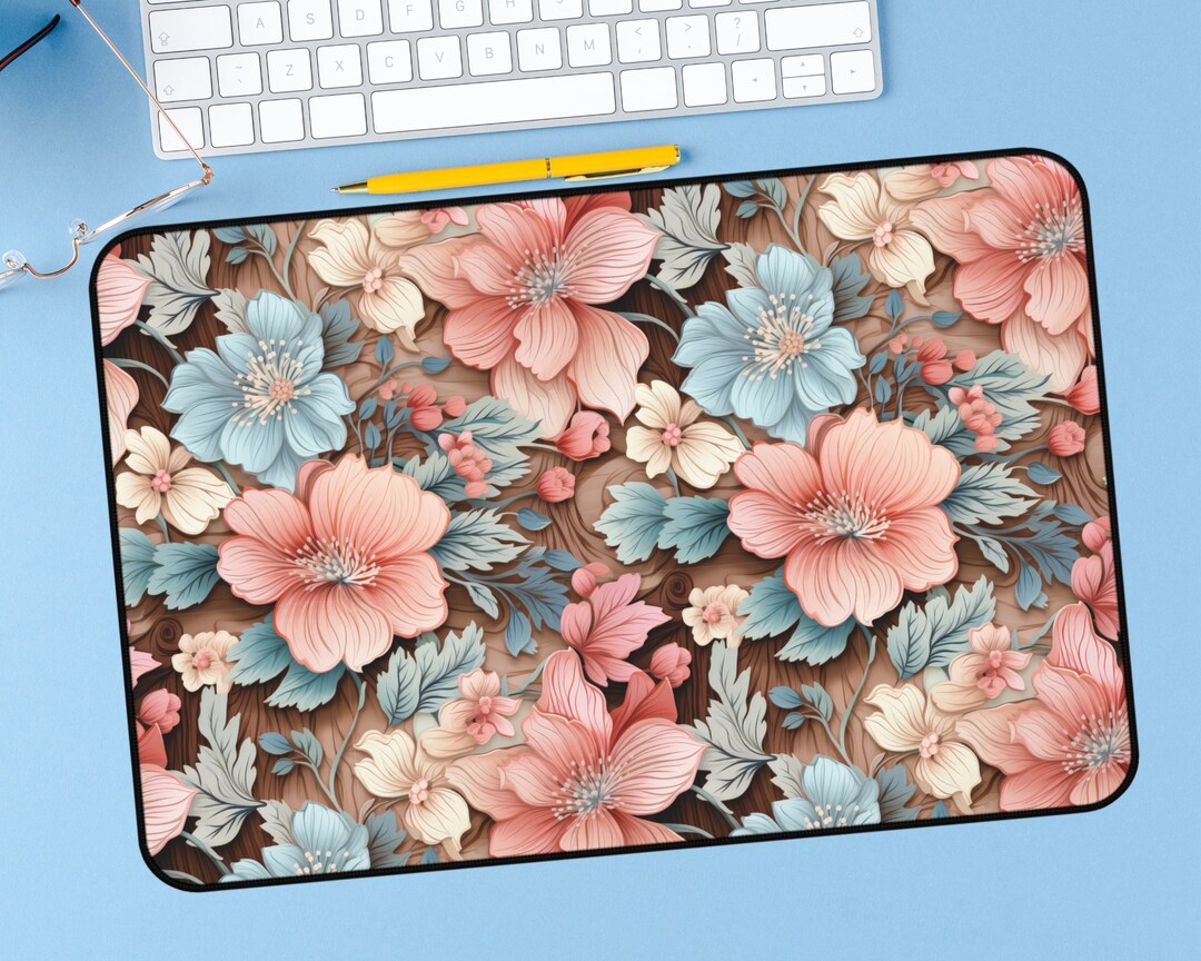Pastel Desk Mat, Cottagecore Pastel Floral Desk Mat, Large Desk Mat ...