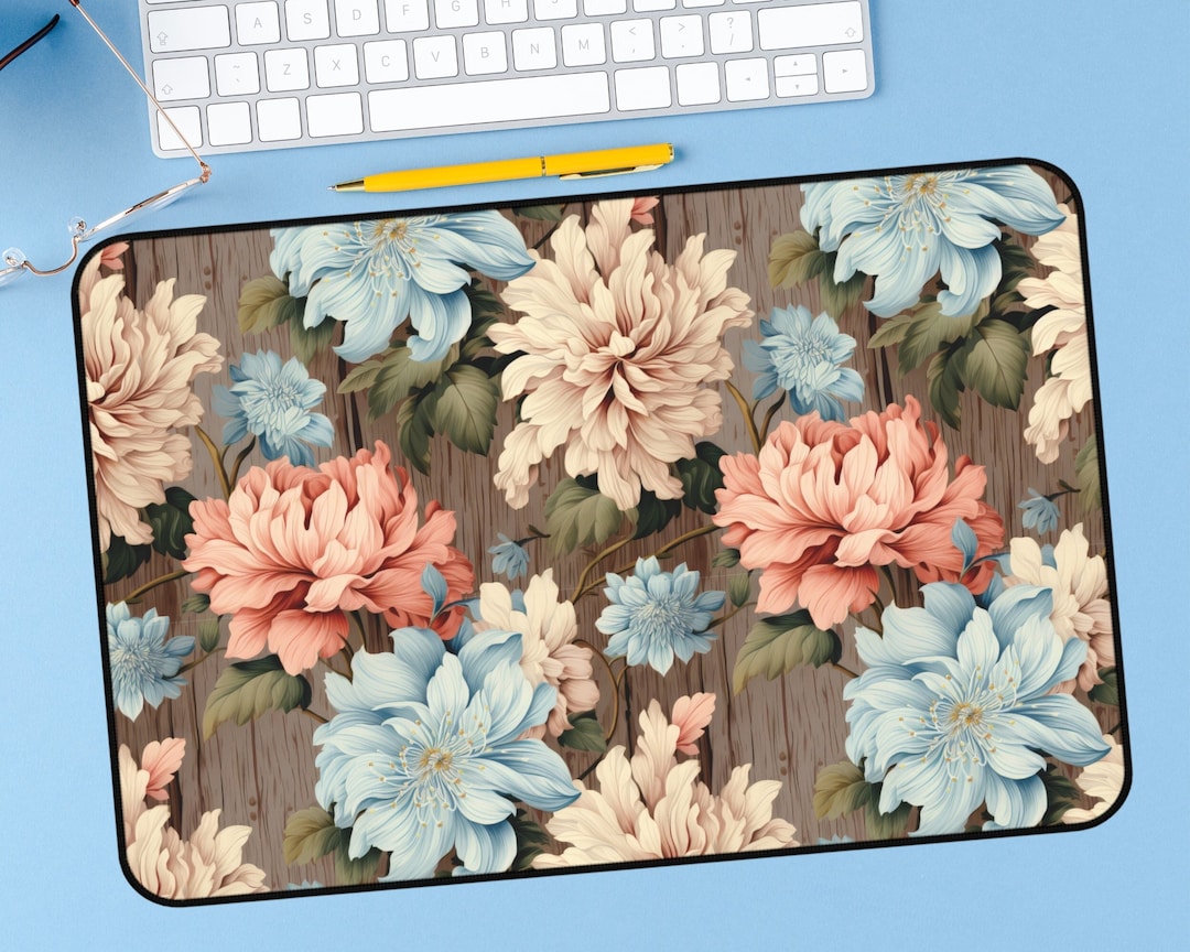 Pastel Desk Mat, Cottagecore Pastel Floral Desk Mat, Large Desk Mat ...