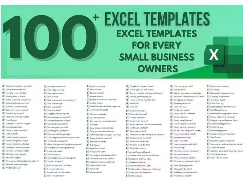 100 Excel Templates for Small Business Operations, Finance, Sales ...