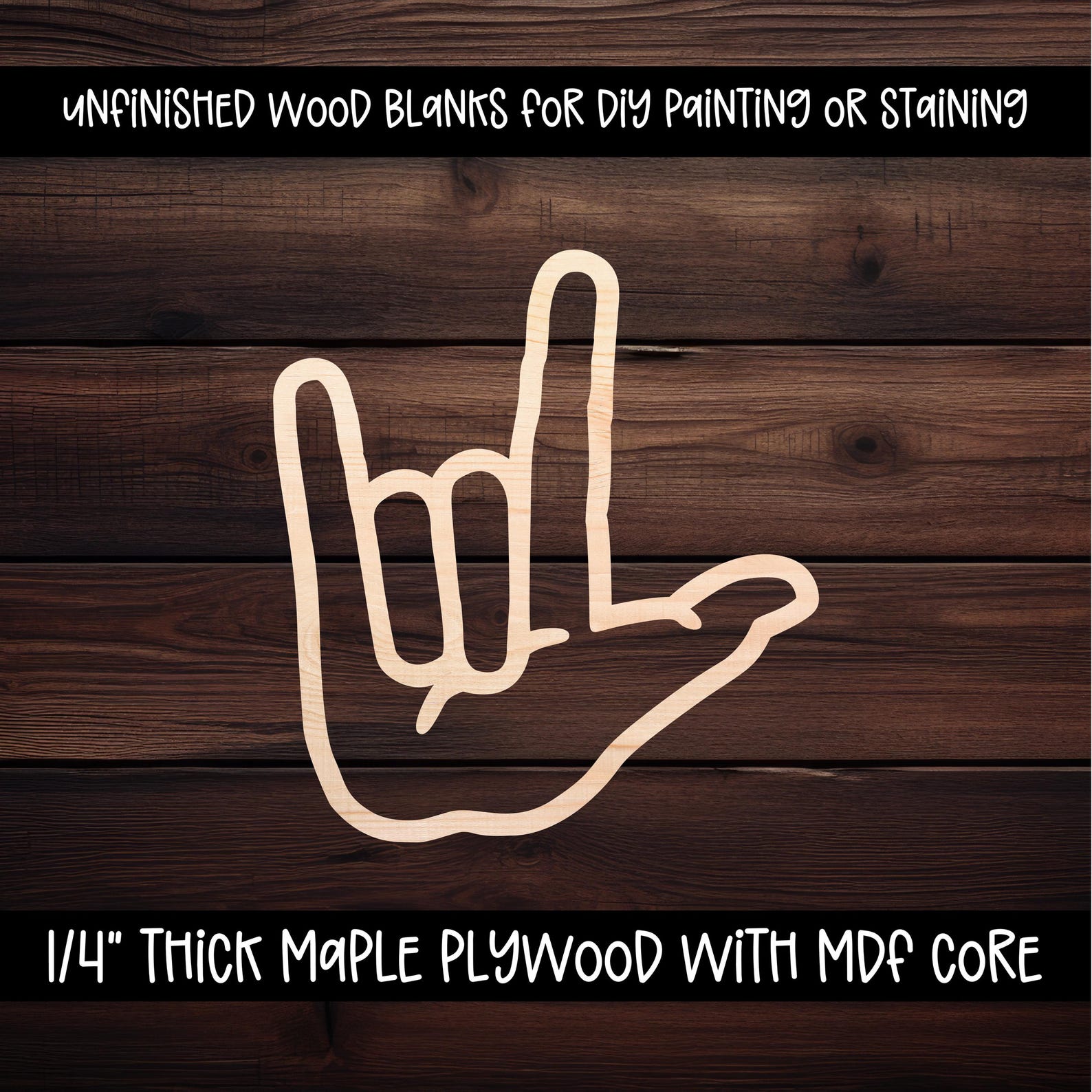 I Love You ASL Wood Cutout | Unfinished Wood Blank | DIY | Laser Cut ...