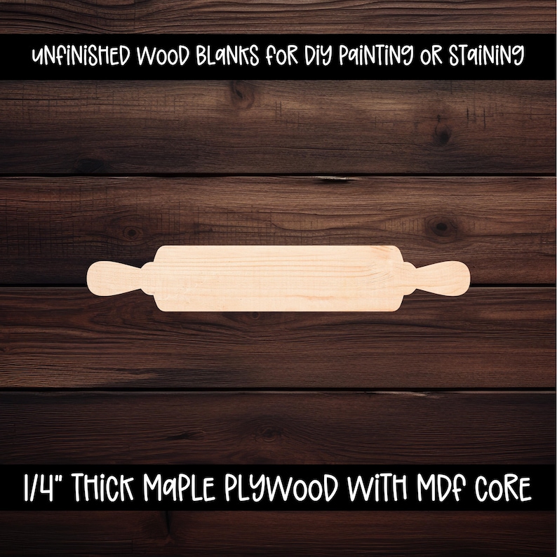 Rolling Pin Wood Cutout | Unfinished Wood Blank | DIY | Laser Cut Shape ...