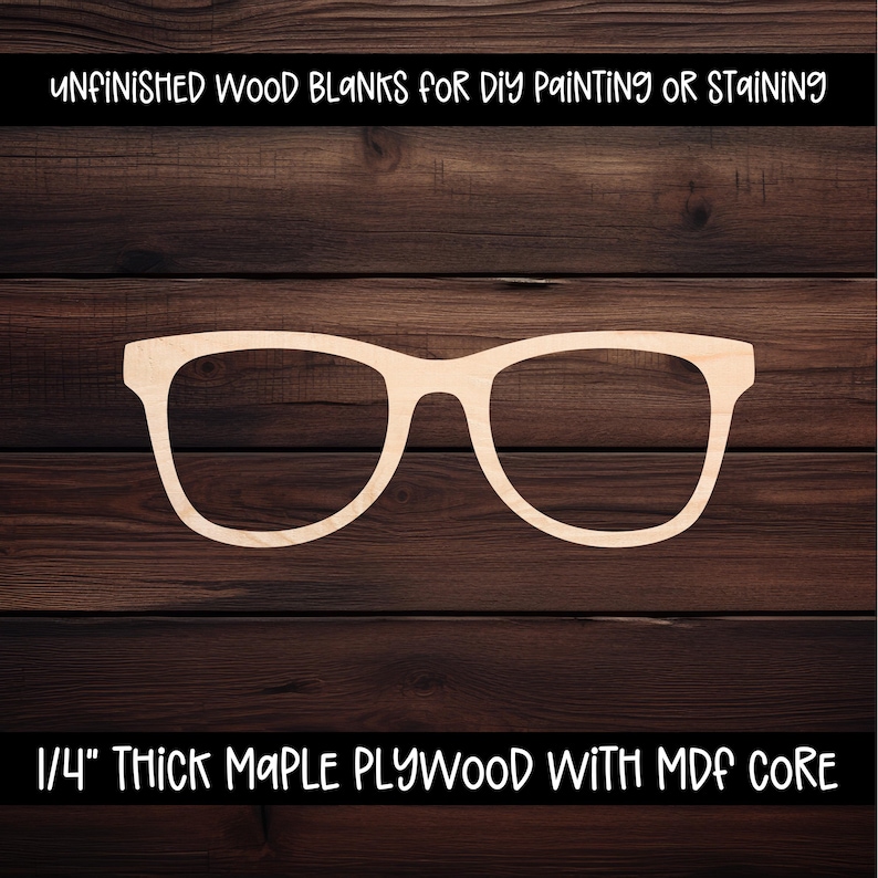 Glasses Wood Cutout | Unfinished Wood Blank | DIY | Laser Cut Shape - Etsy