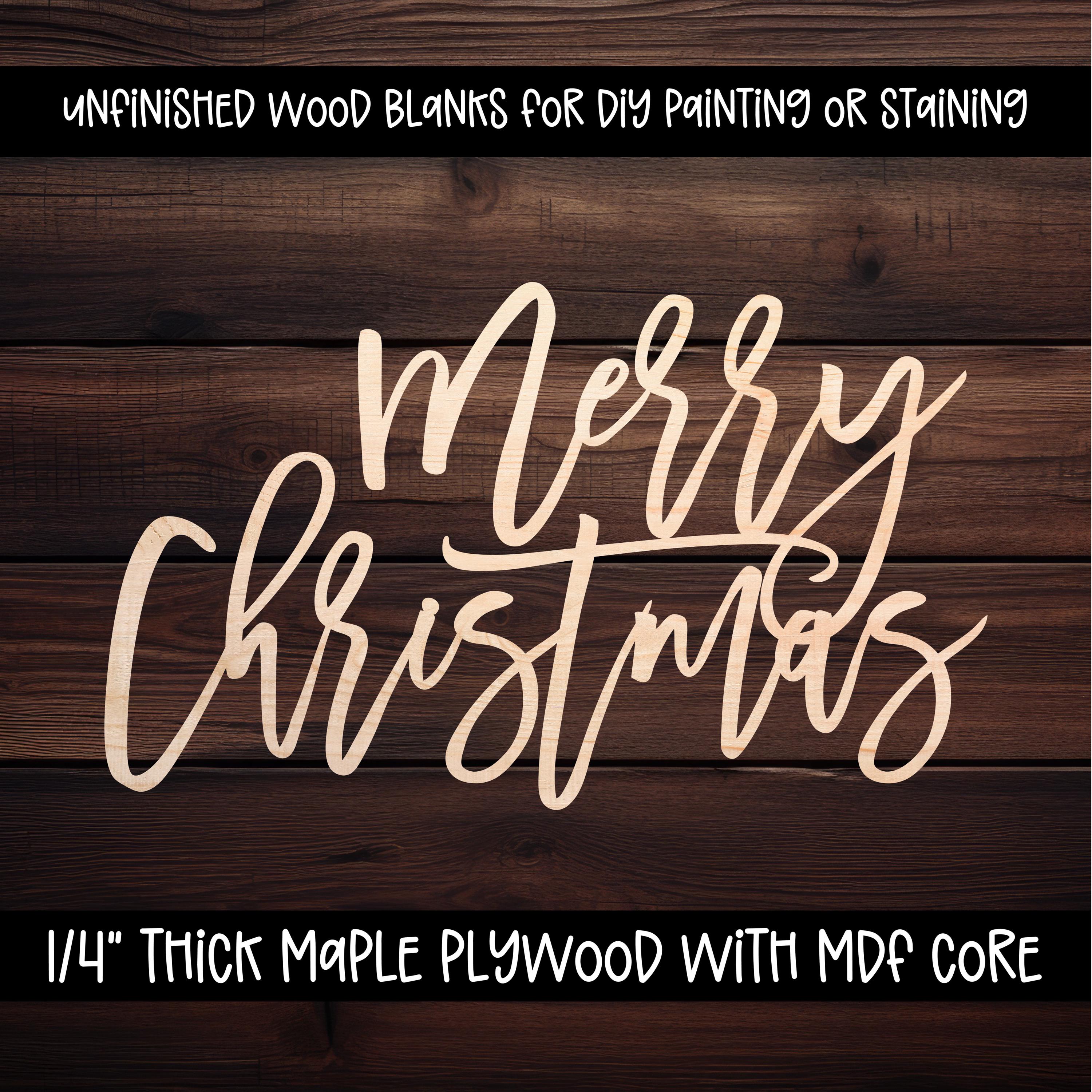 Merry Christmas Wood Cutout | Unfinished Wood Blank | DIY | Laser Cut ...