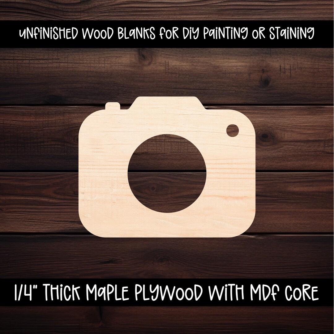 Camera Wood Cutout | Unfinished Wood Blank | DIY | Laser Cut Shape - Etsy