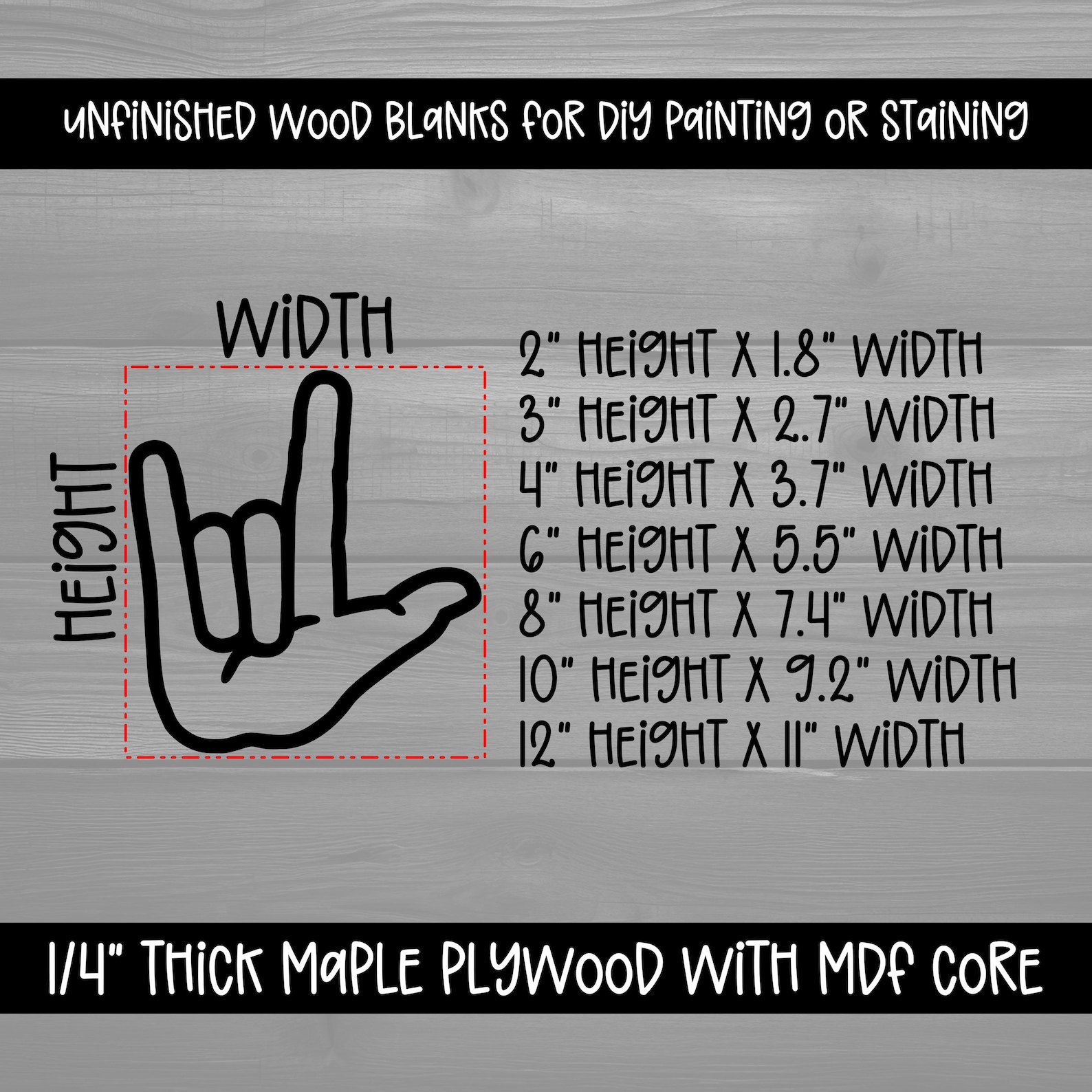 I Love You ASL Wood Cutout | Unfinished Wood Blank | DIY | Laser Cut ...