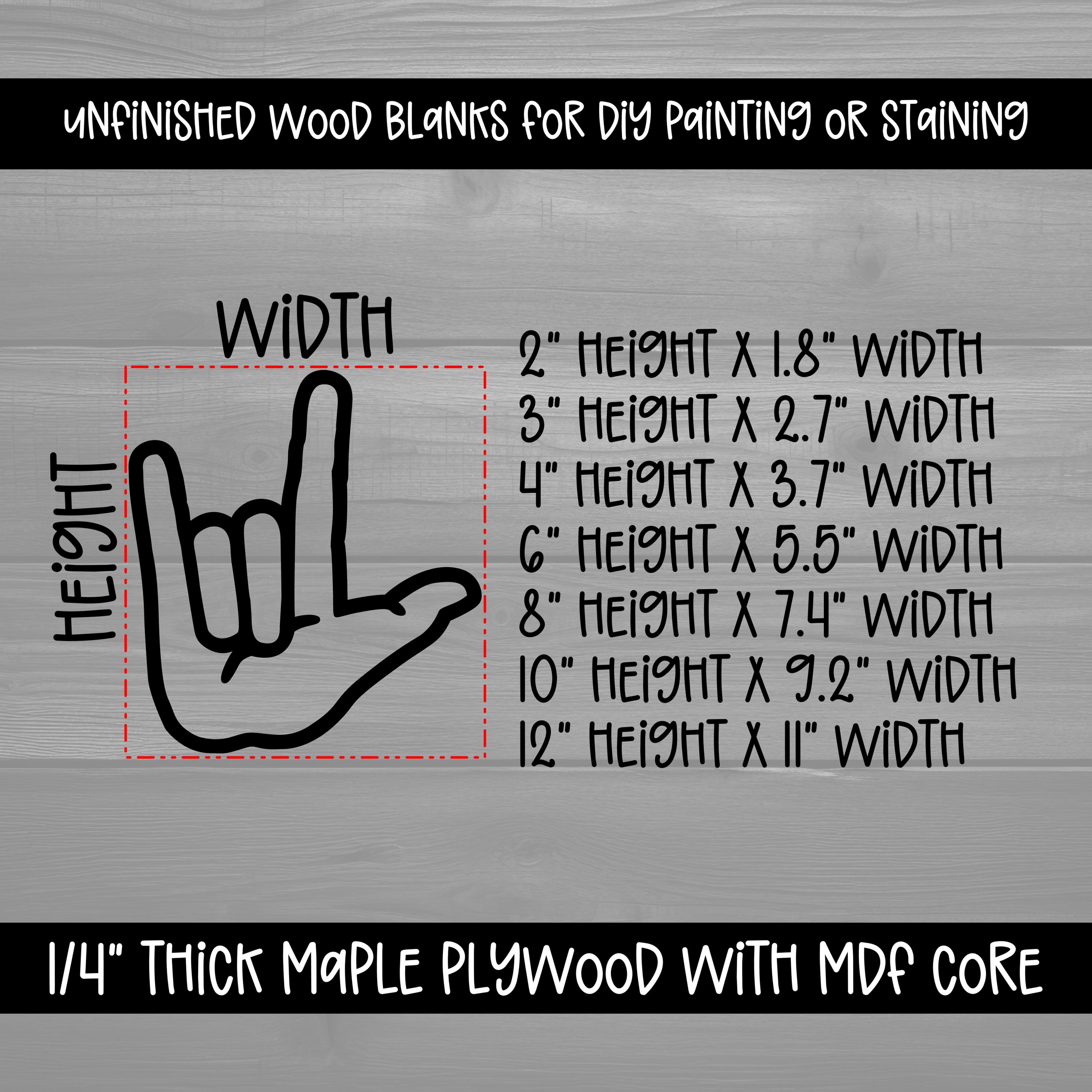 I Love You ASL Wood Cutout | Unfinished Wood Blank | DIY | Laser Cut ...