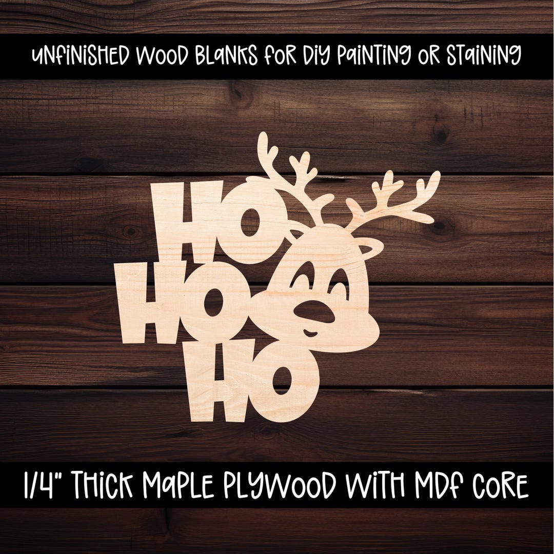 Ho Ho Ho Wood Cutout | Unfinished Maple Plywood Blank - Etsy
