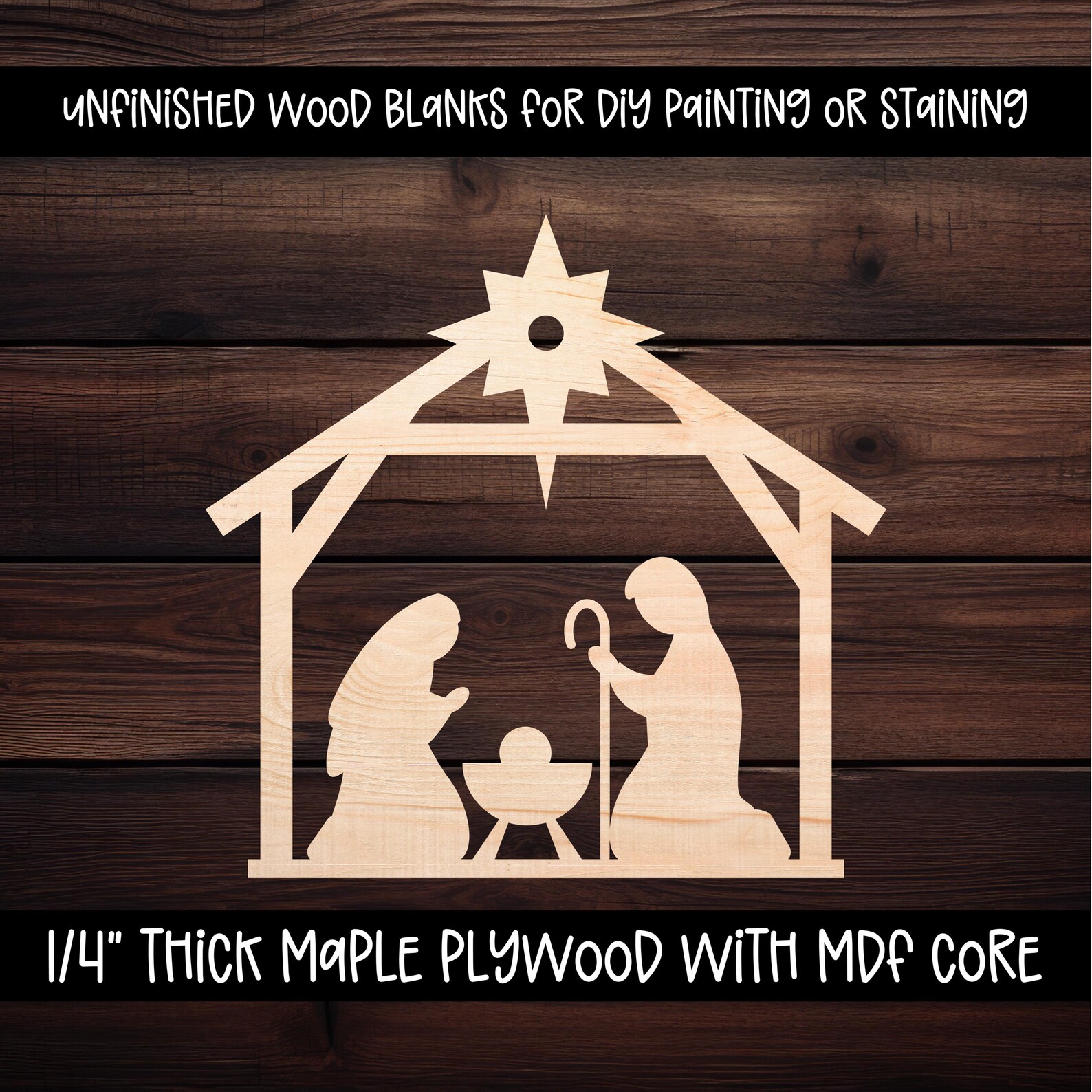 Nativity Scene Wood Cutout: Unfinished Maple Plywood DIY Craft - Etsy