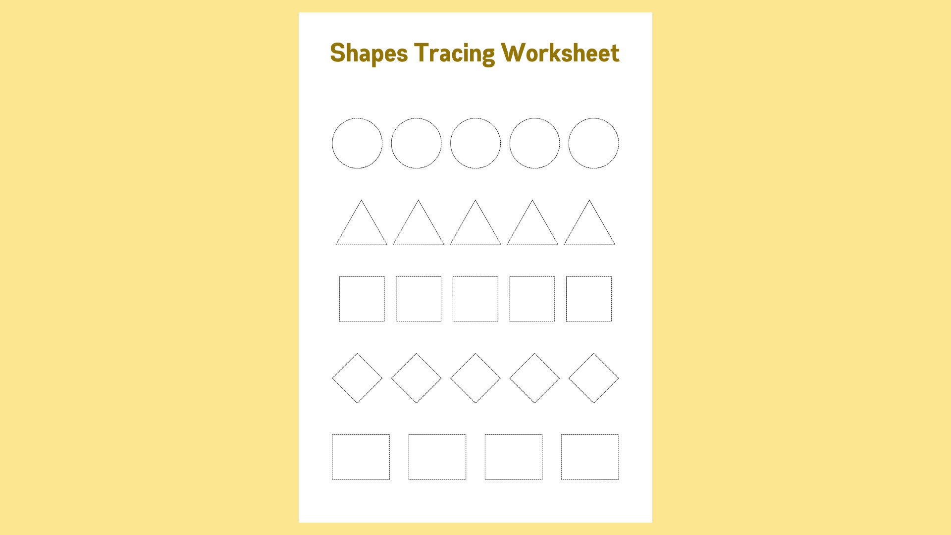 Preschool Shapes - Trace the Shapes- Pre-k Curriculum Worksheets ...