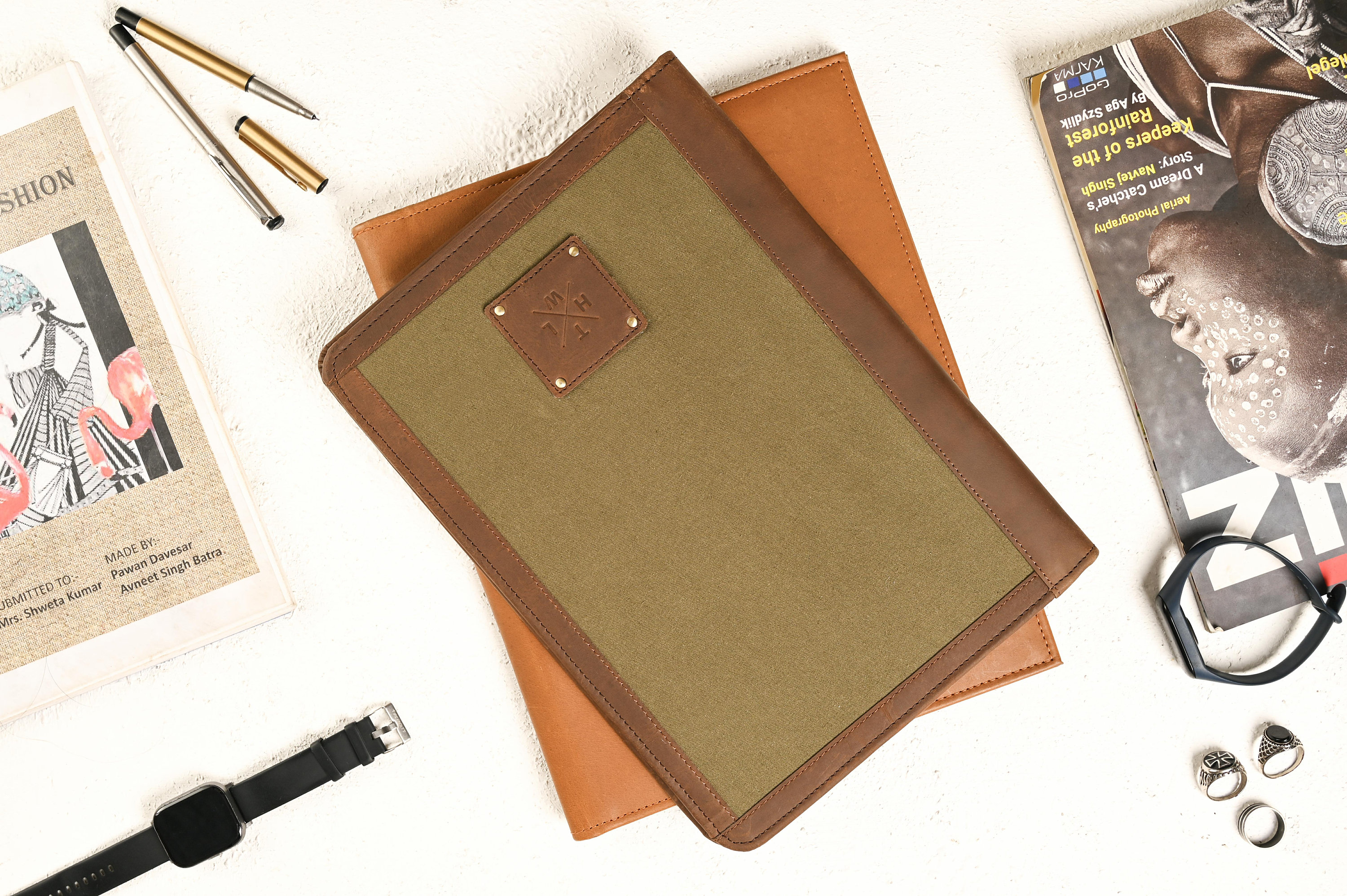 HANDMADE Leather Portfolio With A4/letter Size Notepad Holder, Leather ...