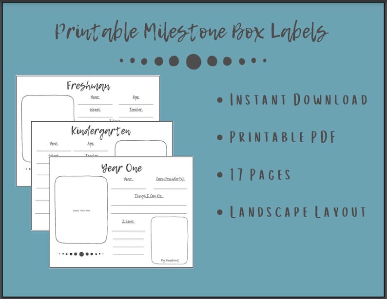 Memory Box Printable | Instant Download| DIY Memory Kit | Milestone ...