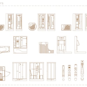 Autocad, DWG - 2D View and Plan - Bath Accessories Set 6 - Showers - Etsy