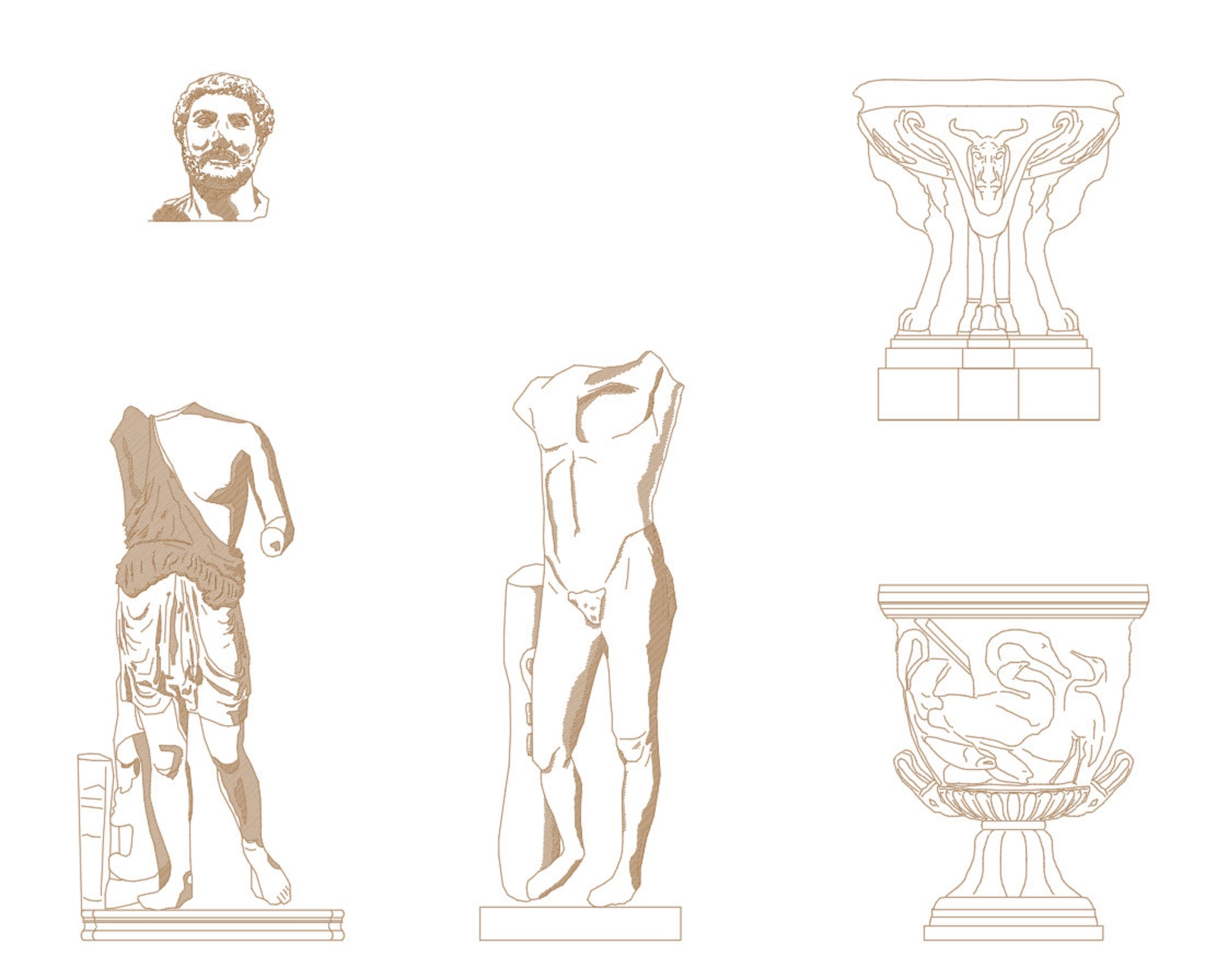 Premium Autocad Architectural Ornaments Library: 27 Statues and Facade ...