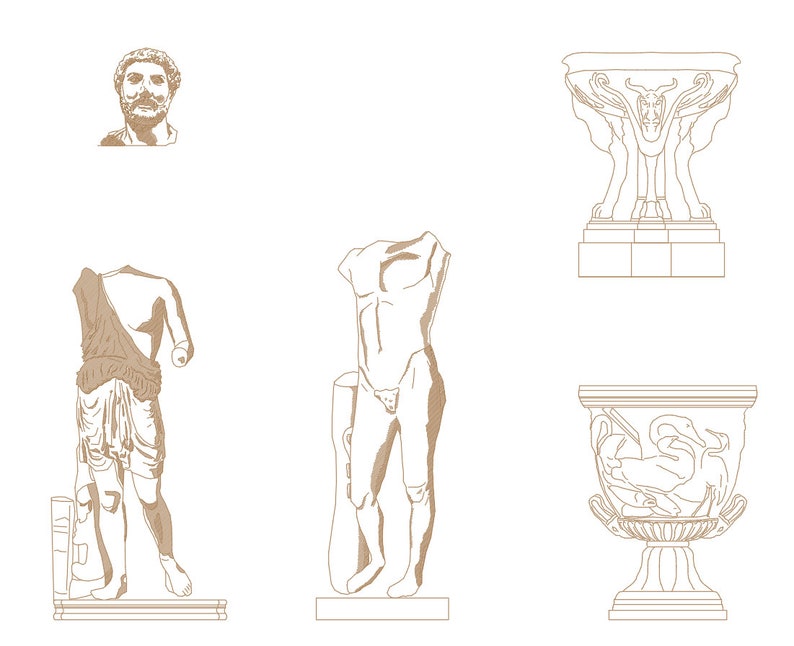 Premium Autocad Architectural Ornaments Library: 27 Statues and Facade ...