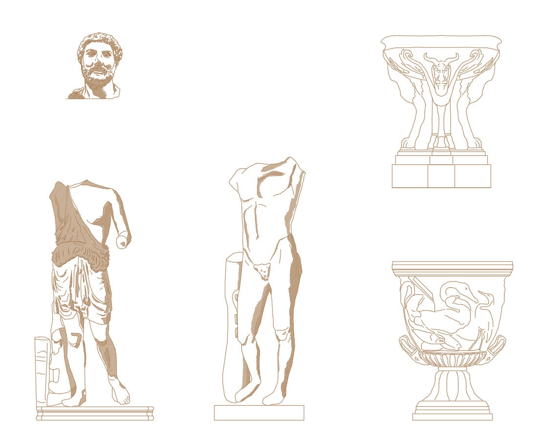 Premium Autocad Architectural Ornaments Library: 27 Statues and Facade ...