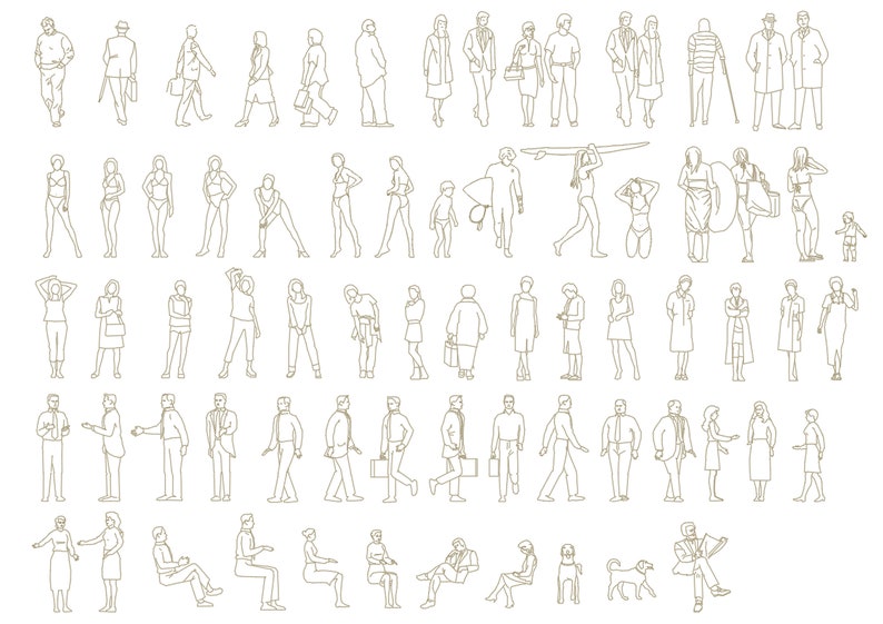Autocad, DWG - 2D View and Plan People, Made Blocks - Etsy