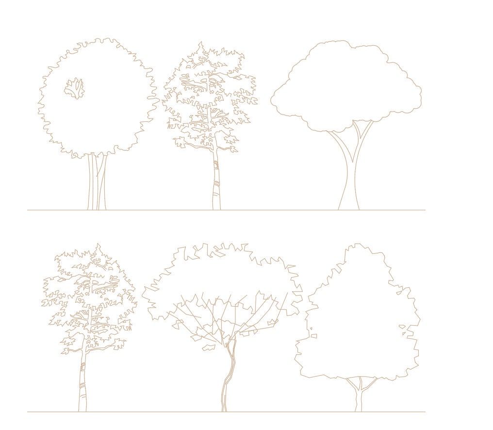 Premium Autocad Tree Library: 50 Design Blocks - Etsy