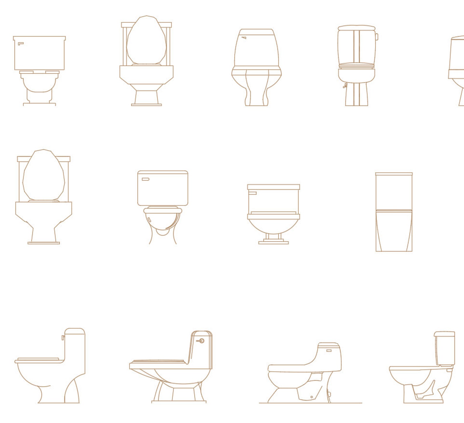 Autocad, DWG - 2D View and Plan - Bath Accessories Set 5 - Toilets - Etsy