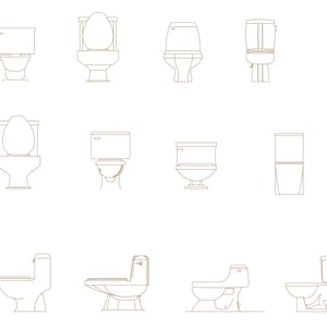 Autocad, DWG - 2D View and Plan - Bath Accessories Set 5 - Toilets - Etsy