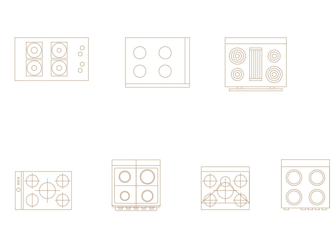 Premium Autocad Kitchen Fixtures Library: 50 Cooktop and Sink Blocks - Etsy