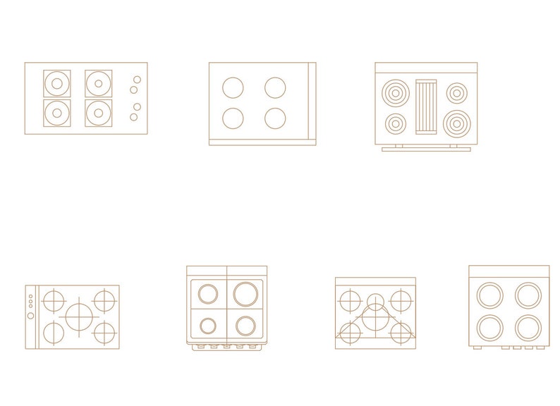 Premium Autocad Kitchen Fixtures Library: 50 Cooktop and Sink Blocks - Etsy