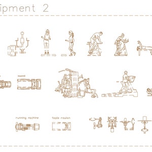 Autocad, DWG - 2D View and Plan - Gym Accessories Set 2 - Etsy