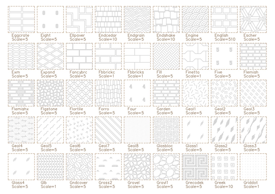 Autocad - 180 Pcs Hatches - DWG - Etsy