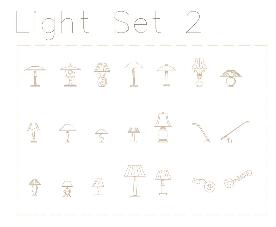 Autocad, DWG - 2D View and Plan - Light Sets and Ceiling Lights - Etsy