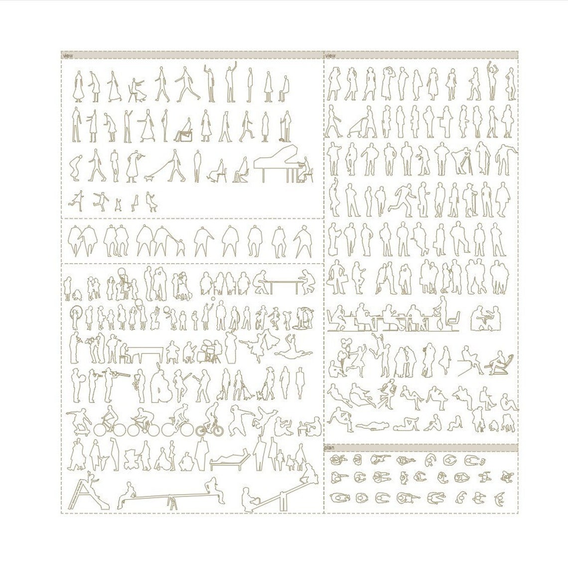 Autocad, DWG - 2D View and Plan People, Made Blocks - Etsy