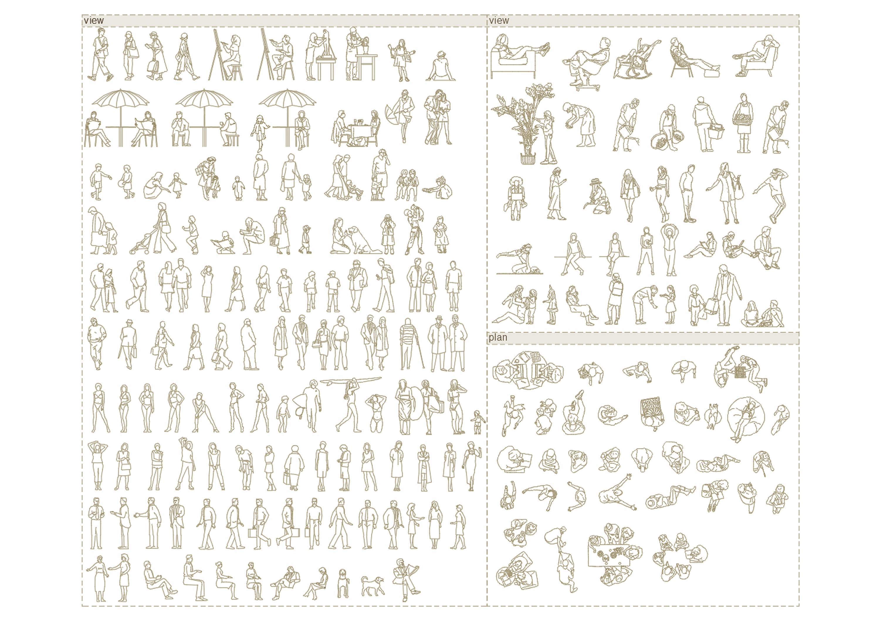 Autocad, DWG - 2D View and Plan People, Made Blocks - Etsy