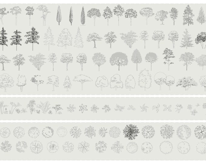 Autocad, DWG - 2D View and Plan 100 Trees, Made Blocks - Etsy