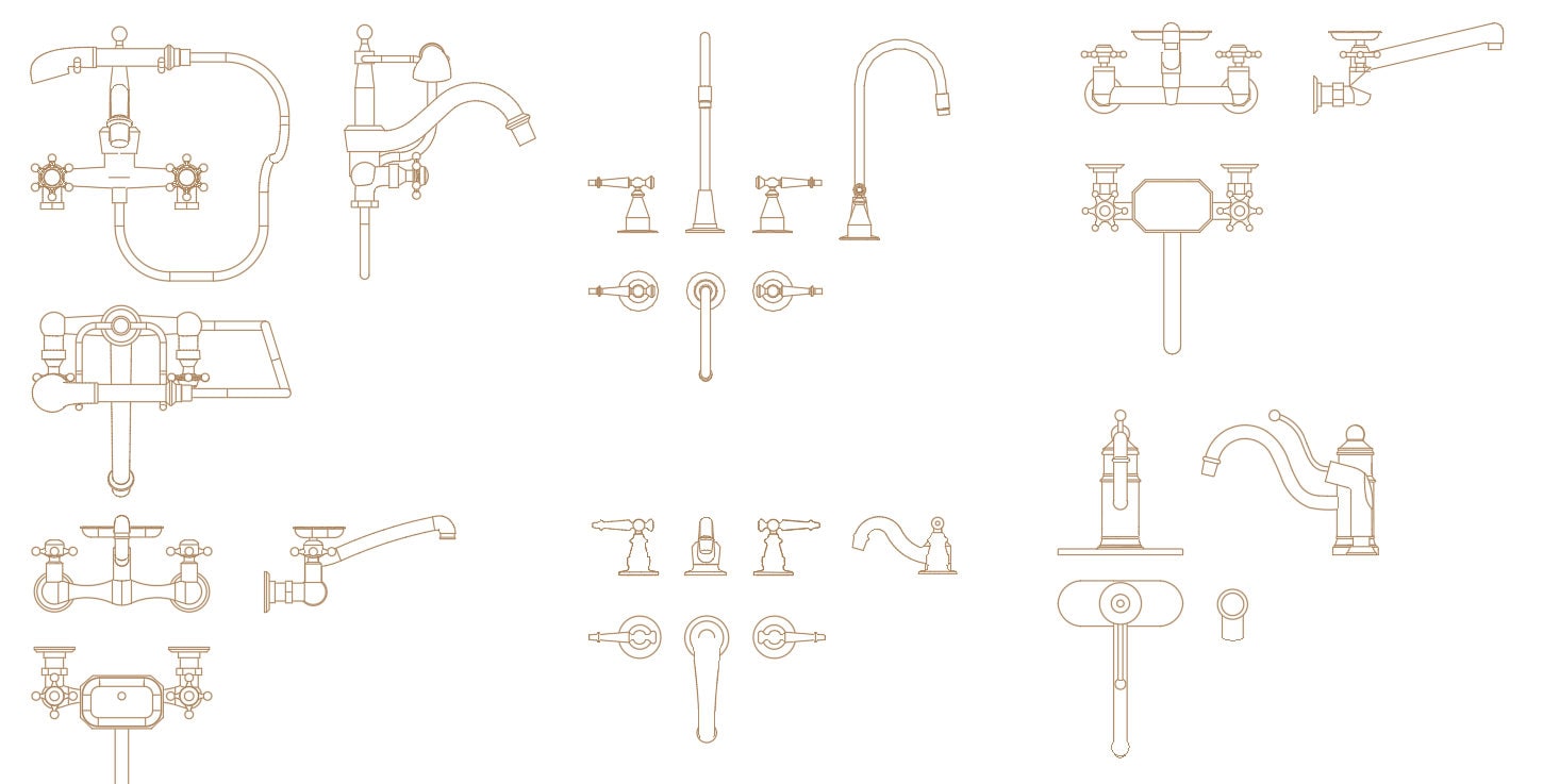 Autocad, DWG - 2D View and Plan - Bath Accessories Set 1 - Etsy